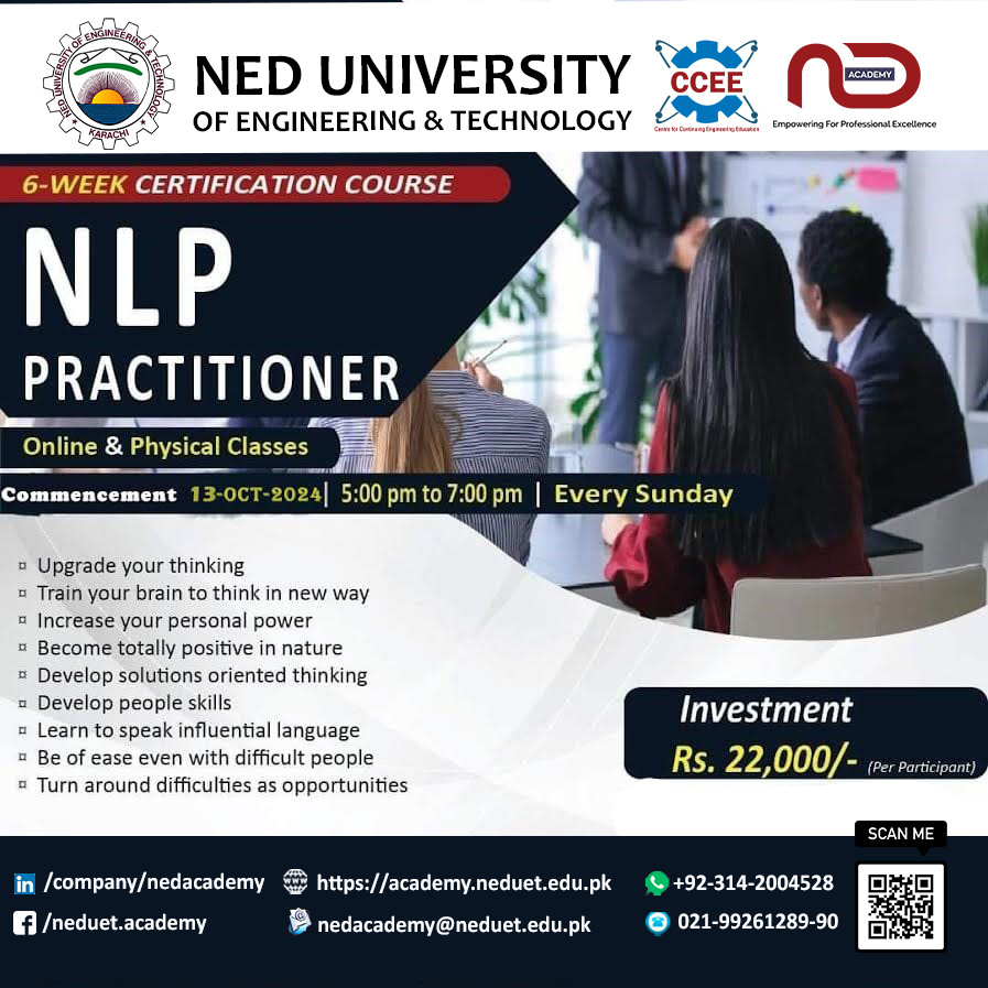 NLP practitioner | NED Academy - CCEE | CMPP | PTMC